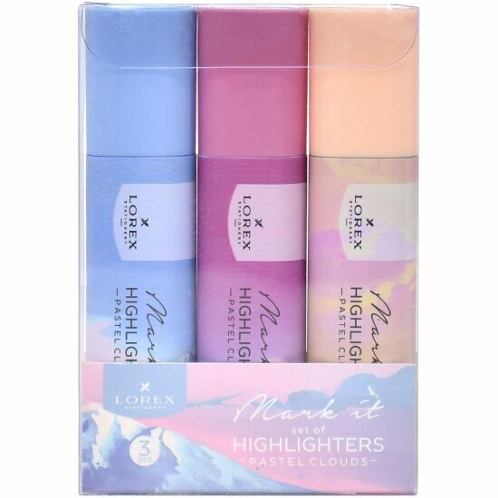 Набор текст марк Lorex Mark it PASTEL CLOUDS 1 5 мм ассорти пастель скошенный принт на корпусе 3 шт пласт упак