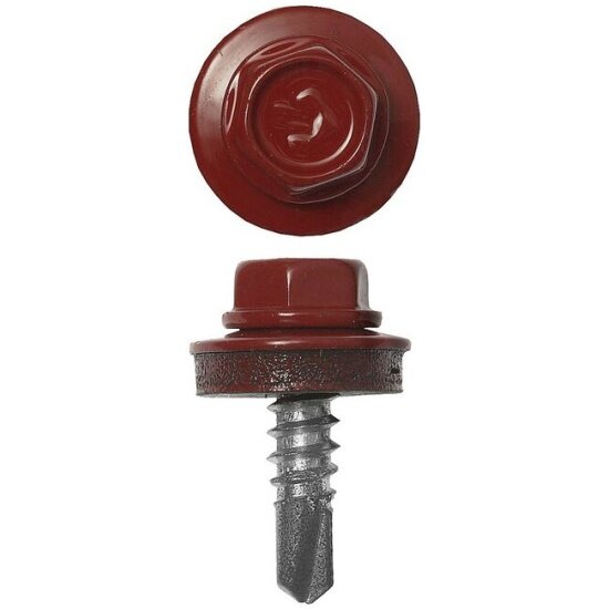 Саморезы СКМ Зубр кровельные, RAL 3003 рубиново-красный, 25 х 5.5 мм, 1 800 шт, для металлических конструкций, Профессионал 4-300310-55-025-3003