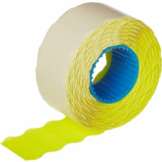 Этикет-лента Комус 26х12 желт волна 1000шт/рул 10рул/уп