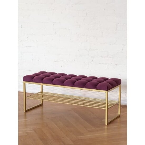 Банкетка Greenween RUBY золотая, Marsala, каретная стяжка