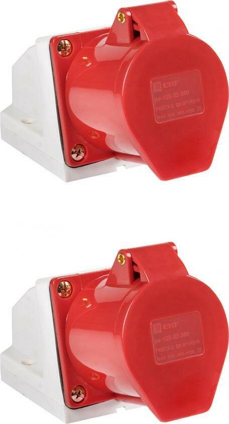 Розетка силовая стационарная EKF PROxima 125 3P+PE+N 32А 400В пластиковая IP44 (комплект из 2 шт)