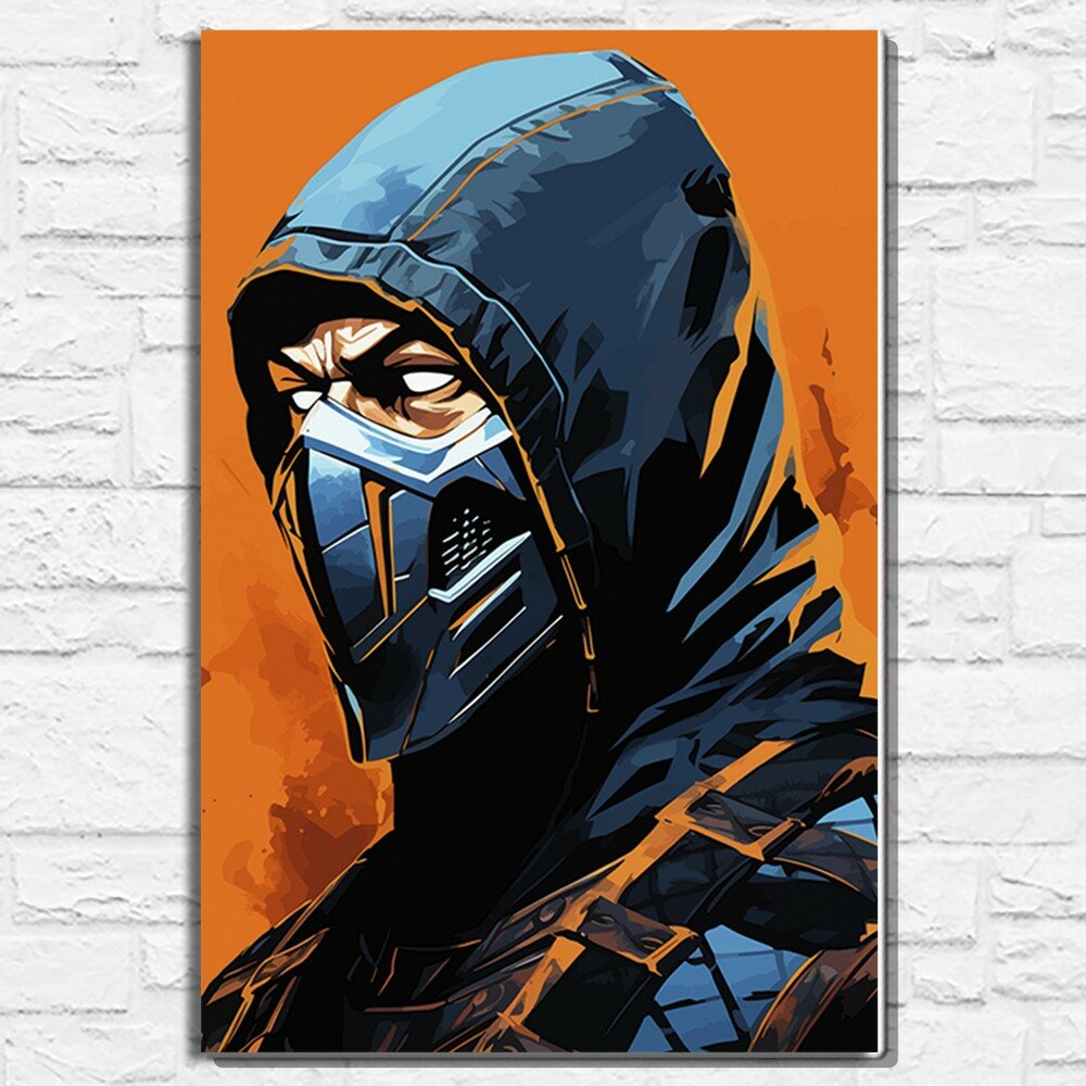 Картина по номерам на холсте игра Mortal Kombat (Sub Zero, Саб зиро PS, PC, XBOX, Switch) - 12597 В 60x40