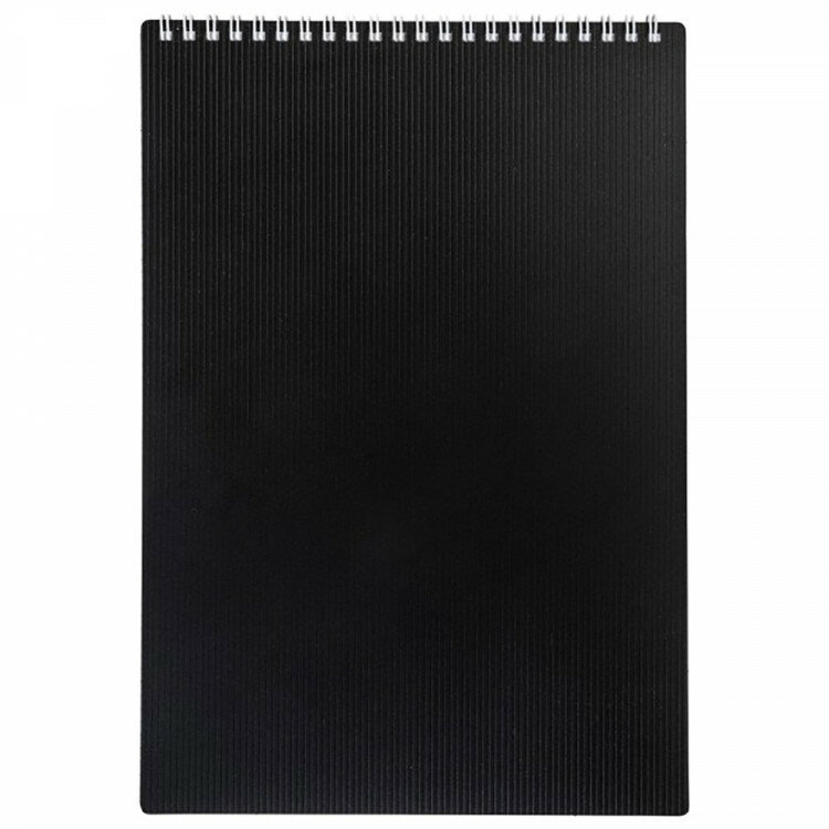 Блокнот А4 пластиковая обложка на гребне 80 листов (Hatber) VELVET Черный арт.80Б4В1гр_01601. Количество в наборе 2 шт.