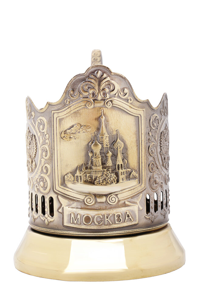 Подстаканник подарочный латунный Храм Василия Блаженного (13171)