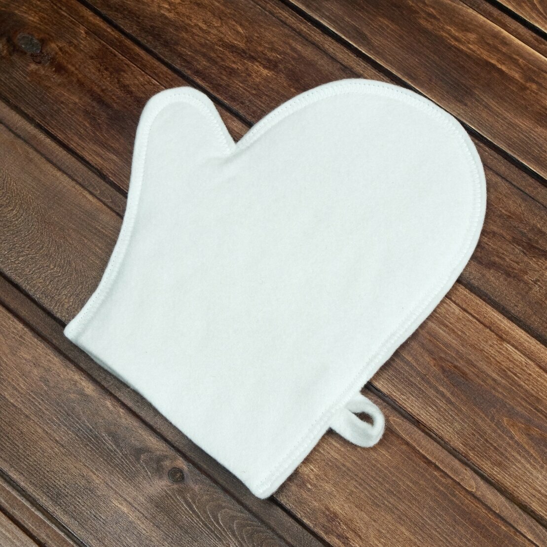 Варежка банная/ Рукавица войлочная для бани, сауны, белая войлок