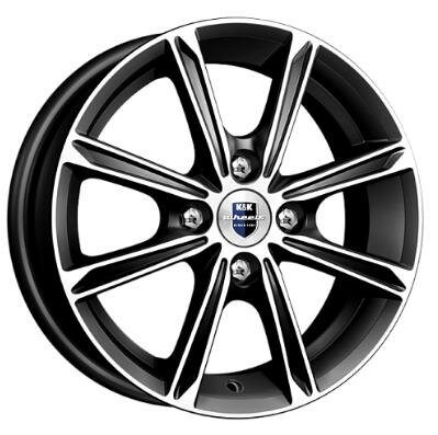 Диск автомобильный литой КиК Флэш 14x5 4x100 et45 dia67.1 Чёрный глянцевый с полированной лицевой частью