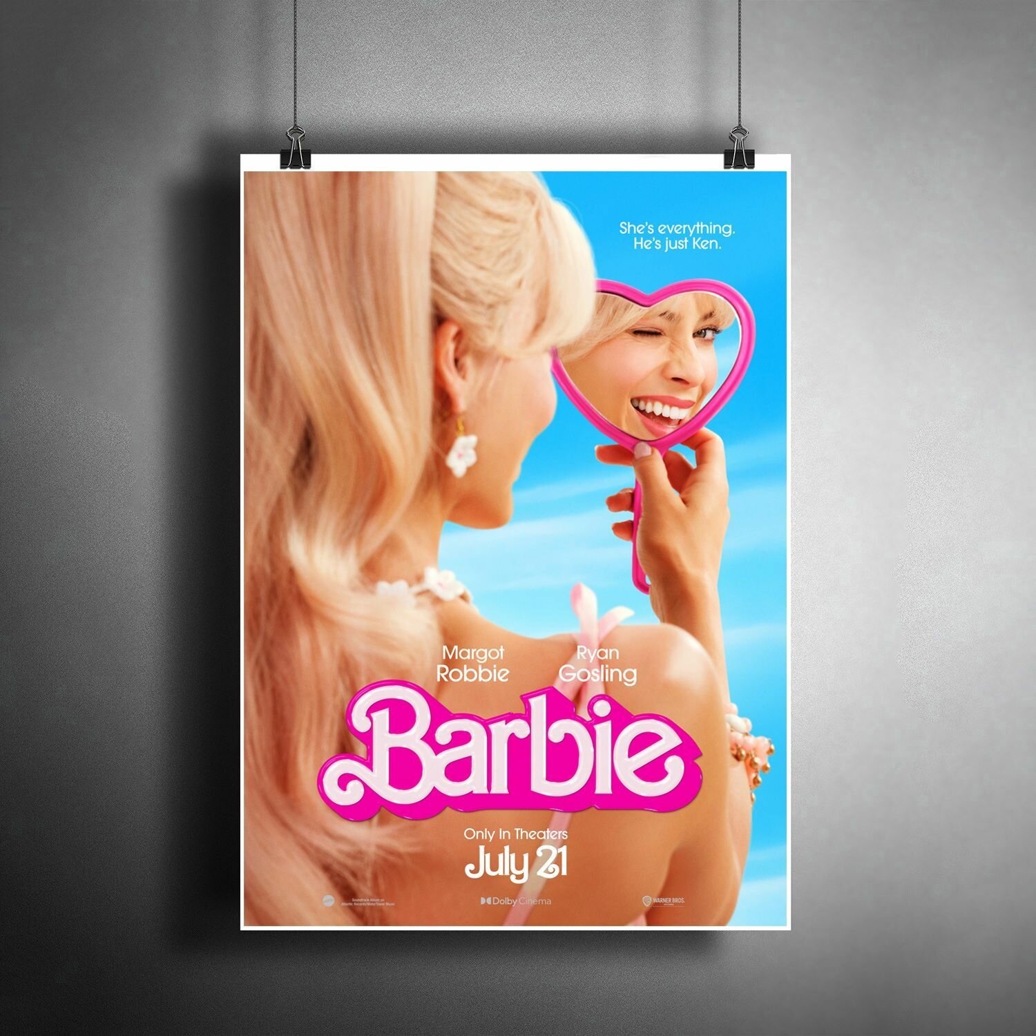 Постер плакат для интерьера "Фильм: Барби (Barbie) 2023. Марго Робби, Райан Гослинг" / Декор дома, офиса, комнаты, квартиры, детской A3 (297 x 420 мм)
