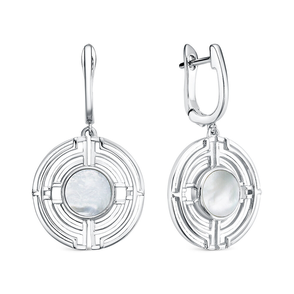 Серьги, серебро, 925 проба, перламутр