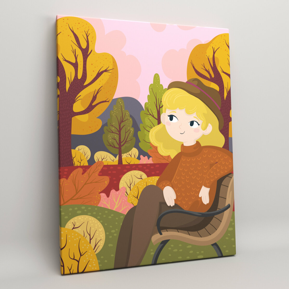 Картина на холсте (интерьерный постер) "Времена года - Осень", с деревянным подрамником, размер 45x60 см