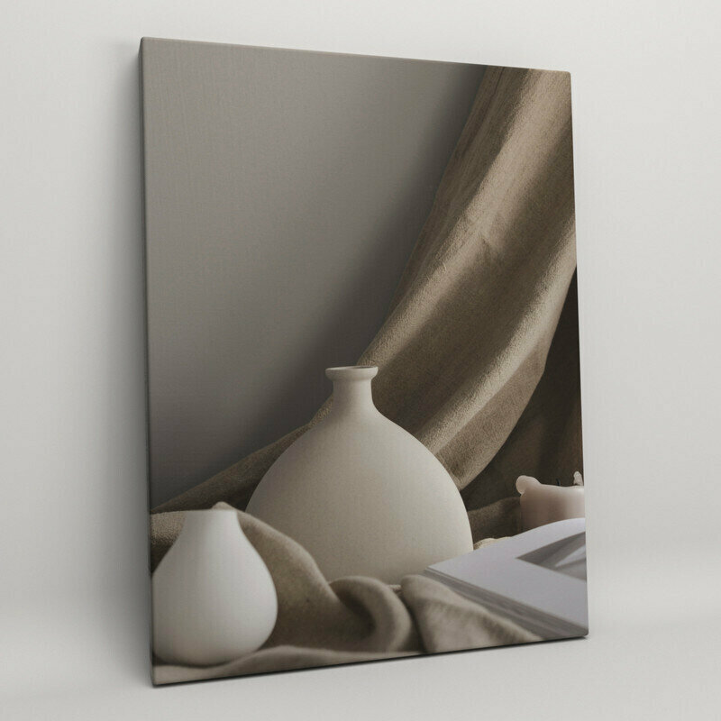 Картина на холсте (интерьерный постер) "Натюрморт - белая керамика", с деревянным подрамником, размер 30x40 см