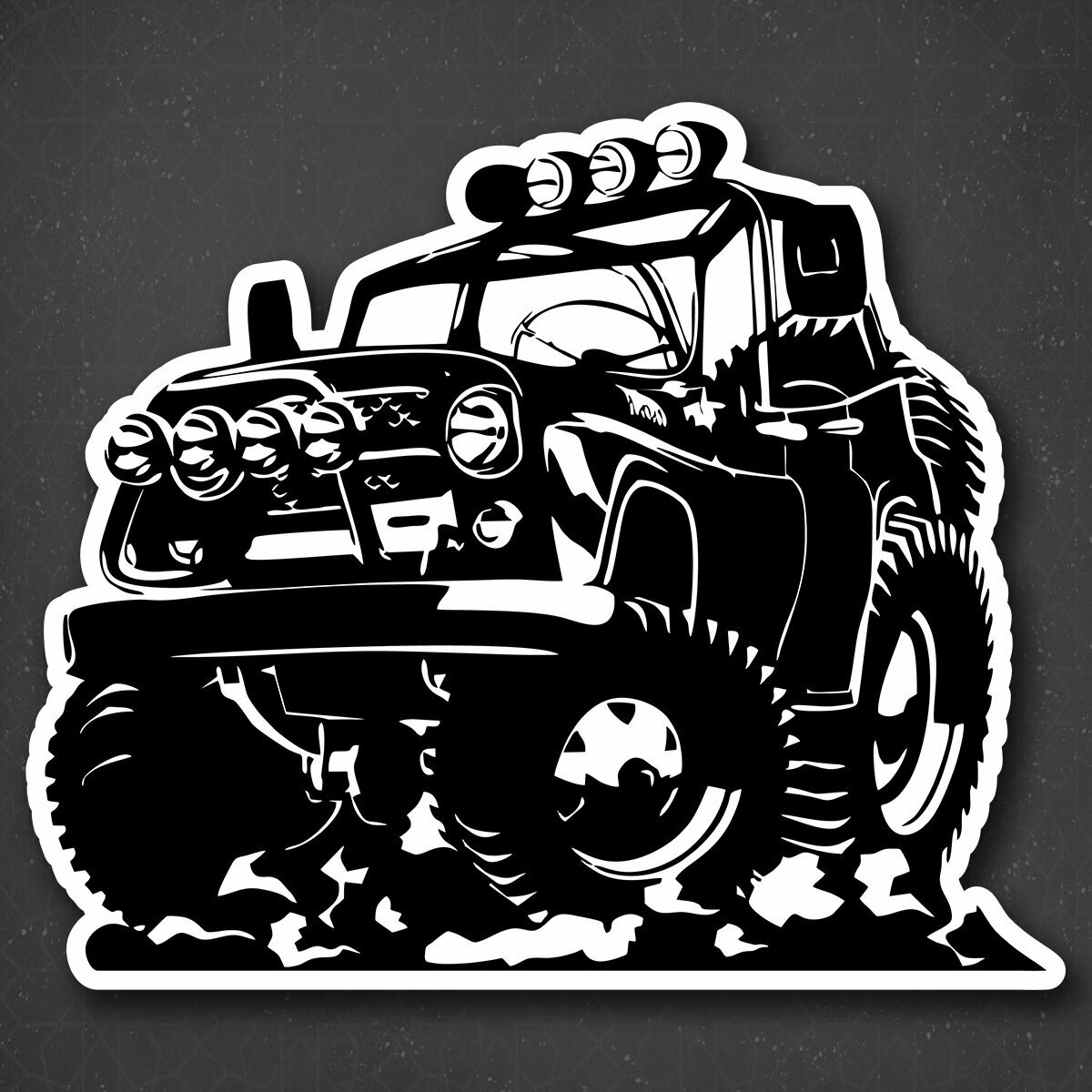 Наклейка на авто "УАЗ по камням" 22x19 см