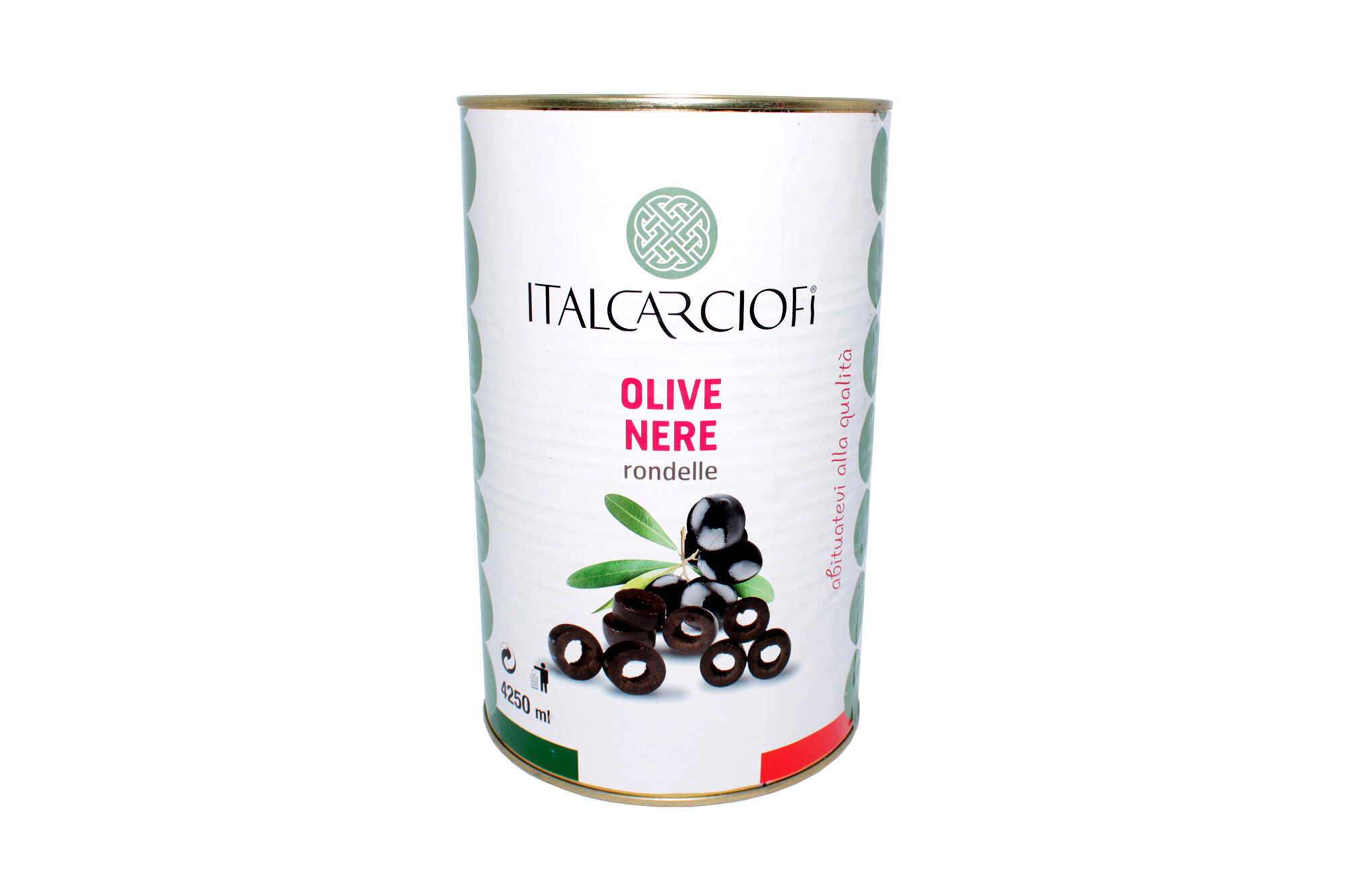 Маслины резаные кольцами в рассоле, ITALCARCIOFI, 2 кг/4,1 кг/4,25 л (ж/б)