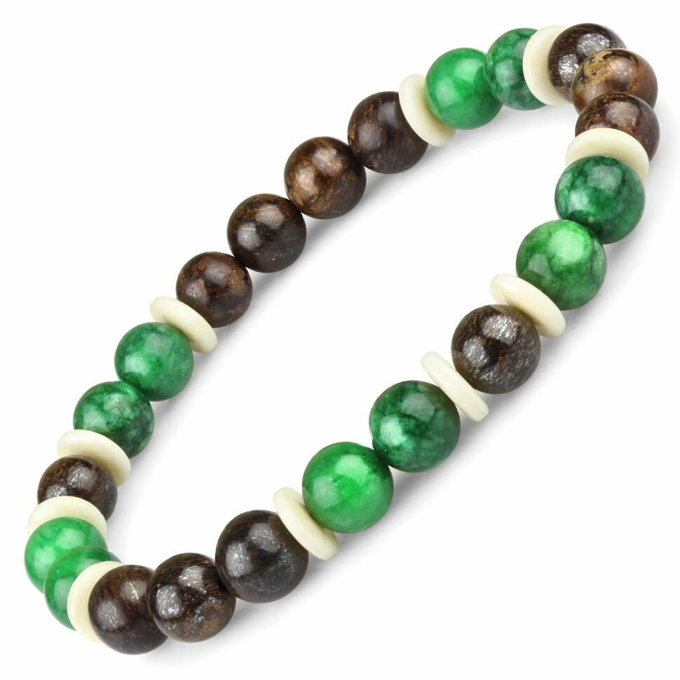 Эластичный браслет, бронзит, кварц