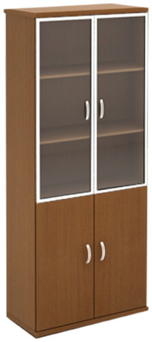 Шкаф для документов со стеклом в алюминиевой рамке эталон КЭ89, 03 Орех Гварнери, 854х424х2066 мм