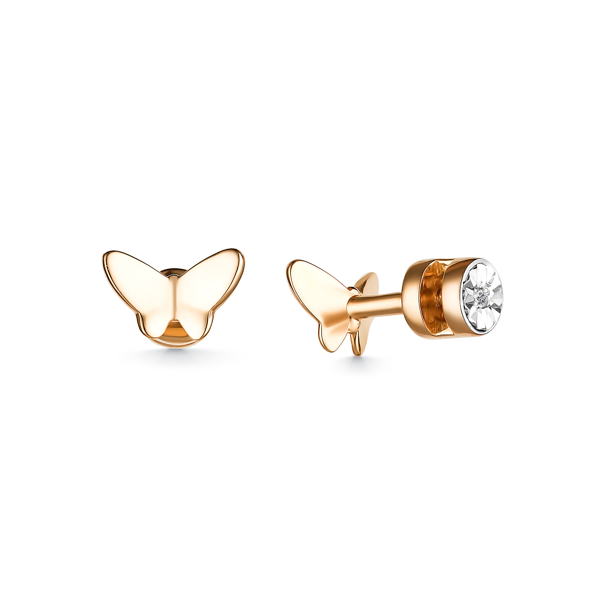 Серьги Diamant online, красное золото, 585 проба, бриллиант