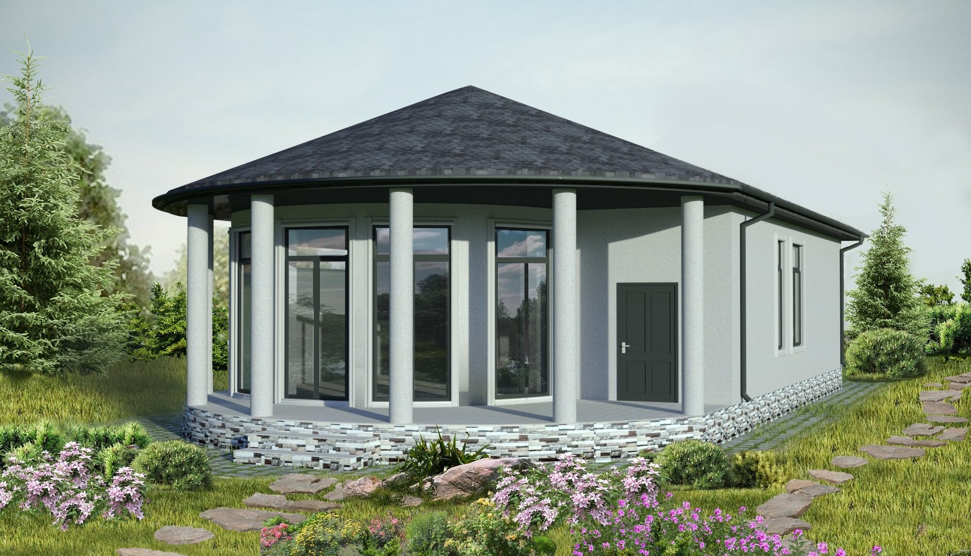 Проект дома для ипотеки и строительства 11-0051А (147,67 м2, 10,0*15,83 м, газобетонный блок 300 мм, декоративная штукатурка)