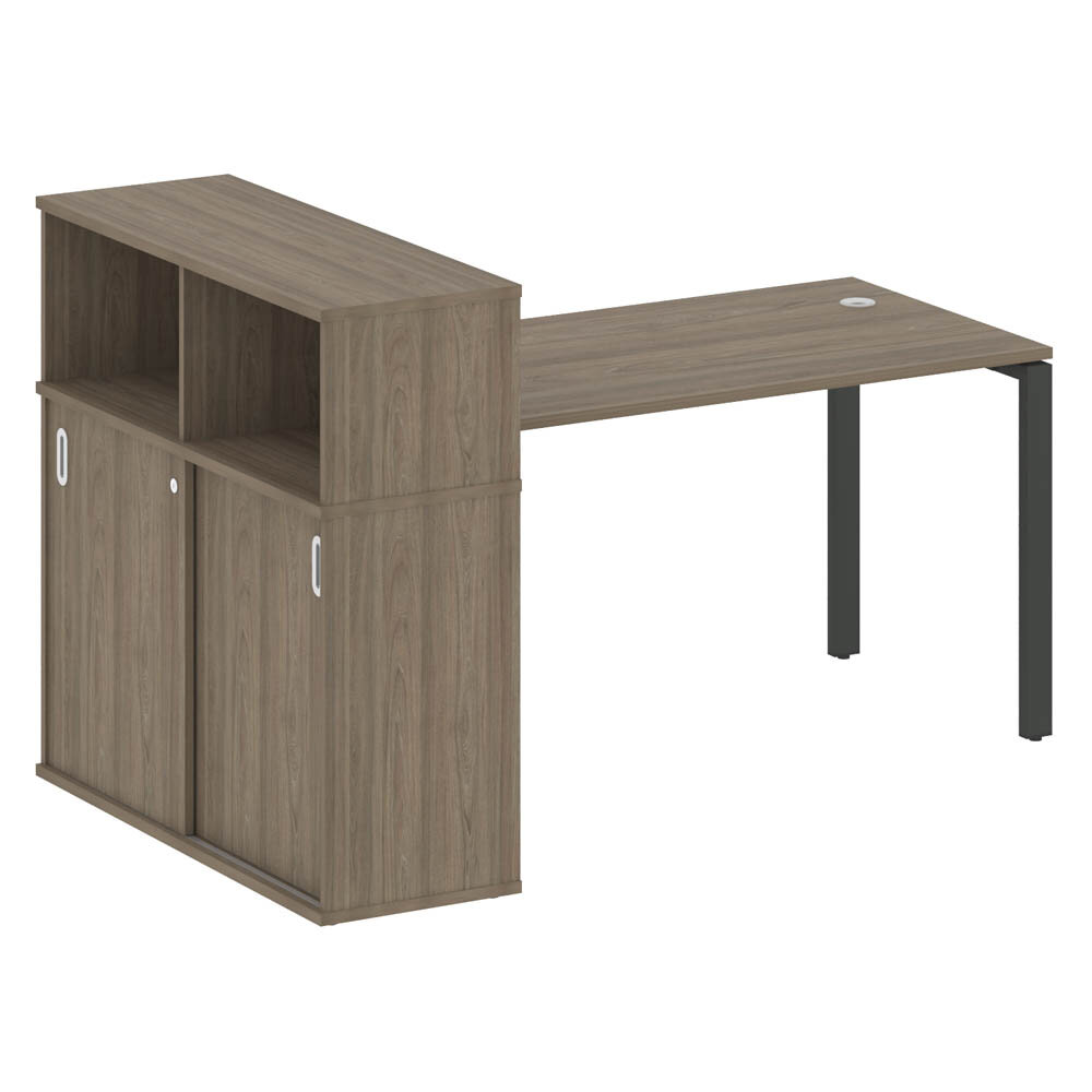 Стол письменный с шкафом-купе П-образный м/к Метал Систем Стайл/Metal System Style Riva БП. РС-СШК-3.3 Т Вяз Благородный/Антрацит мет. 1810*1120*1098