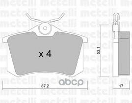 Колодки торм. зад. AUDI / AUDI (FAW) / CITROEN / CITROEN (DF-PSA) / CITROEN LCV / DS / FIAT / FIAT LCV / FORD / LANCIA Metelli.