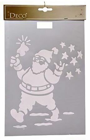Трафарет для декорирования окон и зеркал новогодний волшебник-санта, 21x30.5 см, Kaemingk 464093-санта