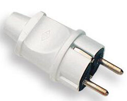 Вилка c заземлением белая