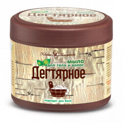 Набор из 3 штук Мыло густое дегтярное 300мл для тела и волос банка