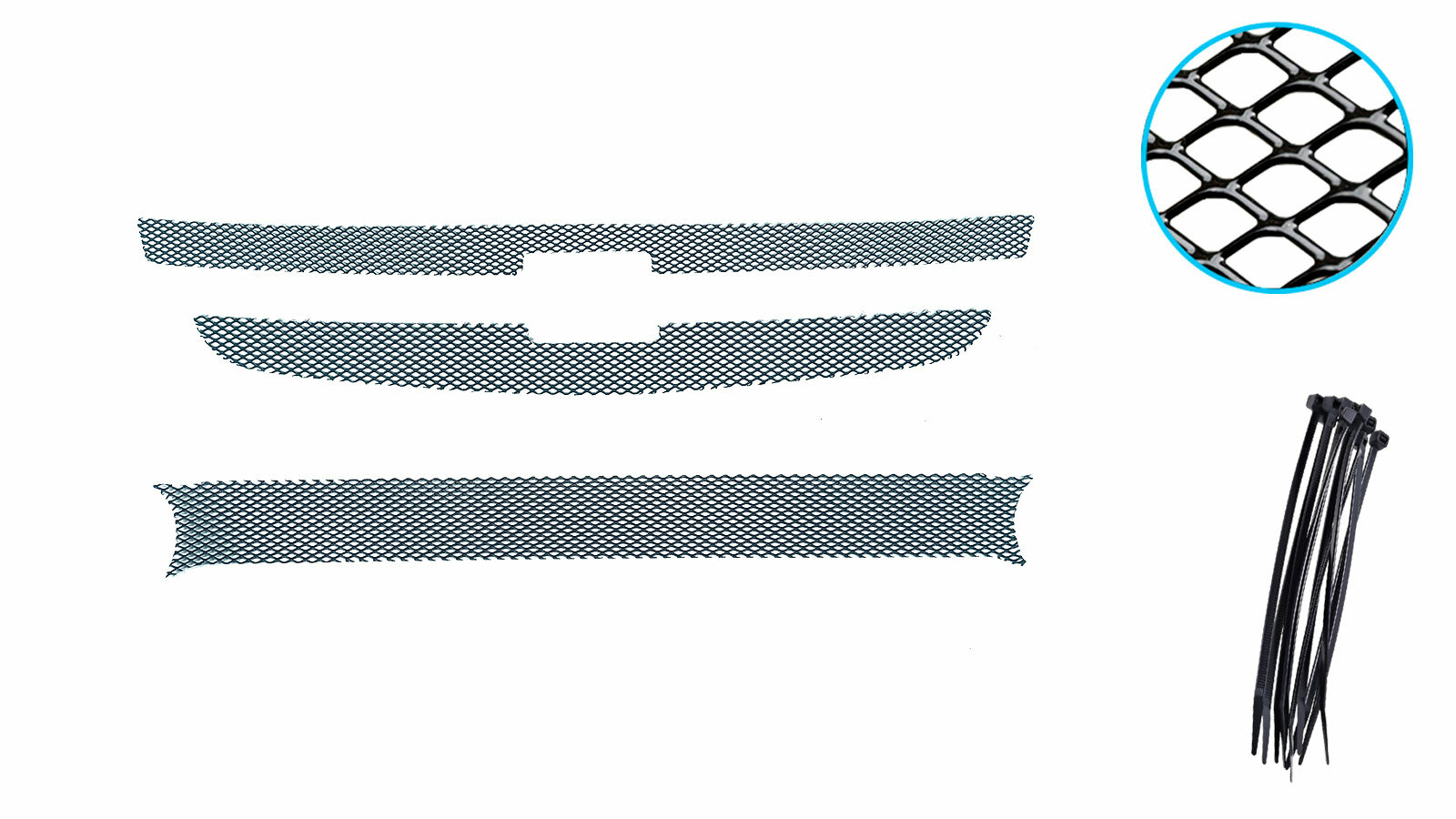 Защитная сетка радиатора для CHEVROLET NIVA 2009-2020 (I рестайлинг), 3шт, GLC/GLS