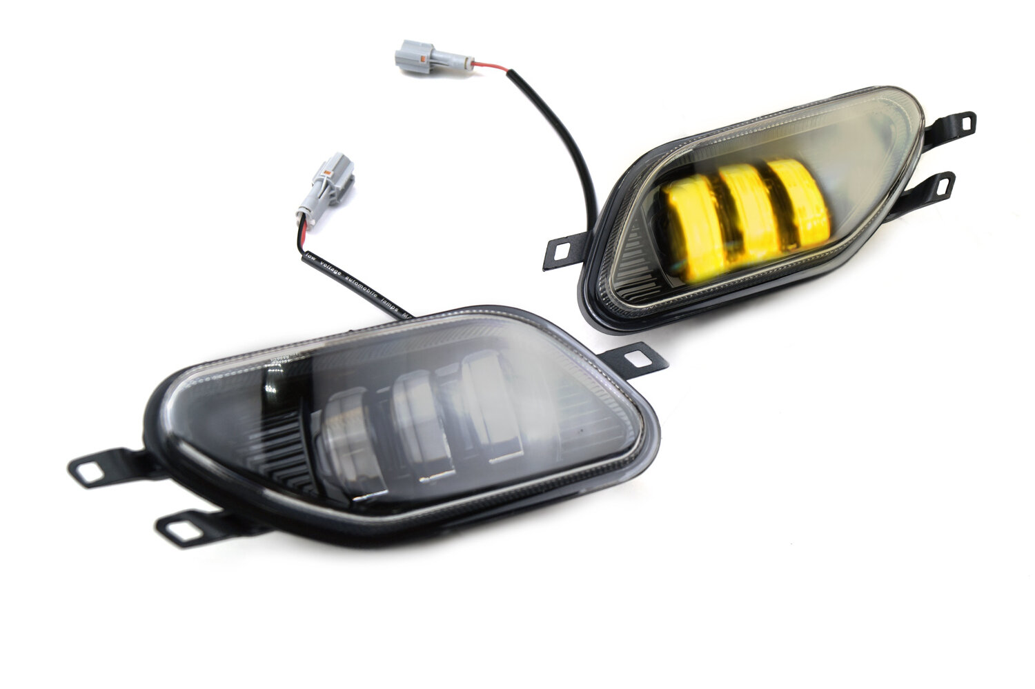 ПТФ диодные двухцветные 3 линзы 50W (бело-синий 6000К и желтый 3000К) Sal-Man на Daewoo Nexia 1995-2008 г. в.