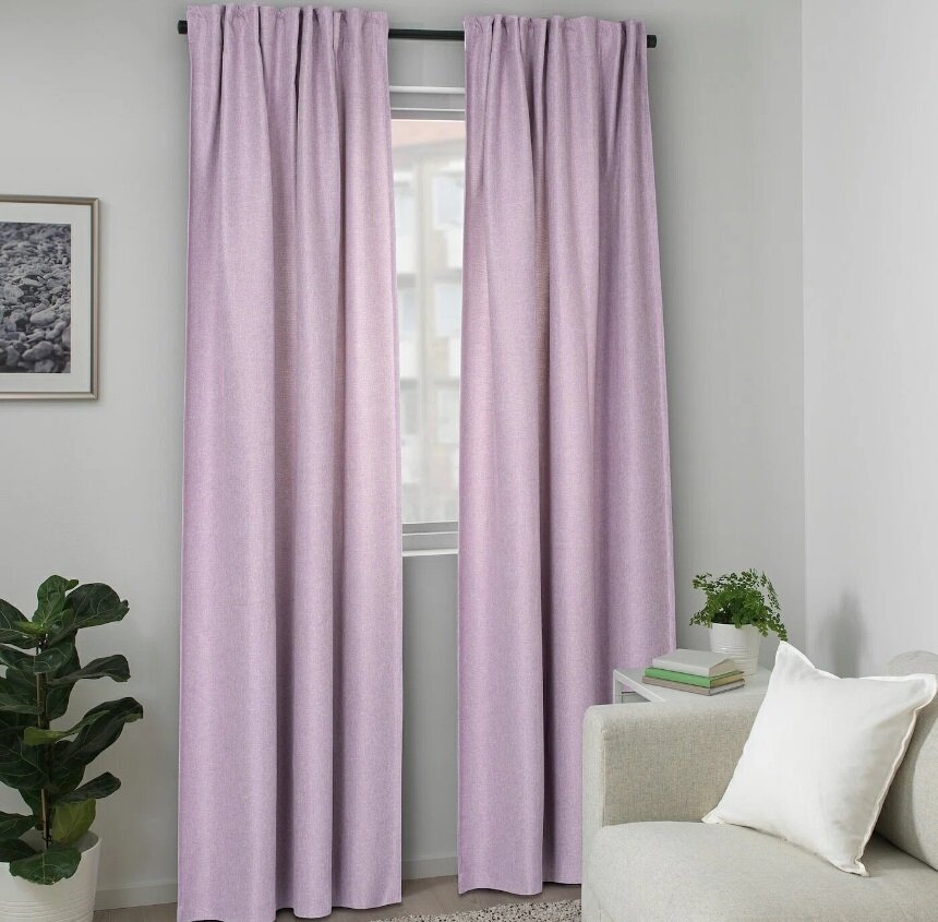 Шторы икеа ингимунда Ikea Ingimunda на ленте, 145х300 см, 2 шт, розовый