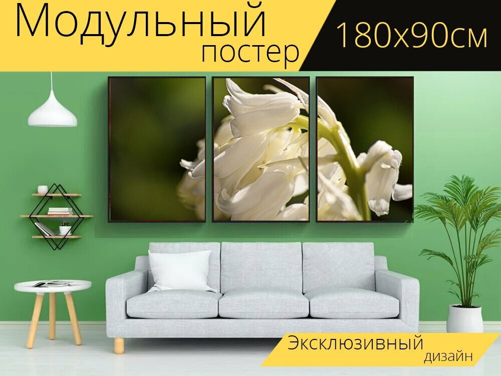 Модульный постер "Ландыш, весна, цветок" 180 x 90 см. для интерьера