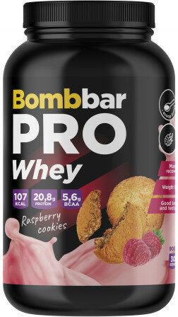 Сывороточный протеин BombBar Whey Protein Pro 900 г, Малиновое печенье