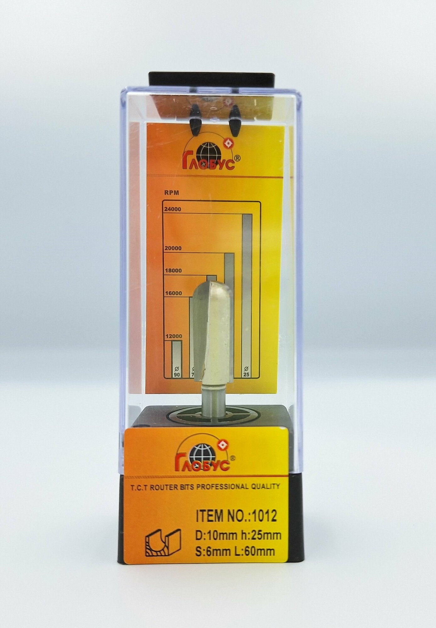 Фреза Globus 1012 D10 H25, хвостовик 6мм, пазовая галтельная