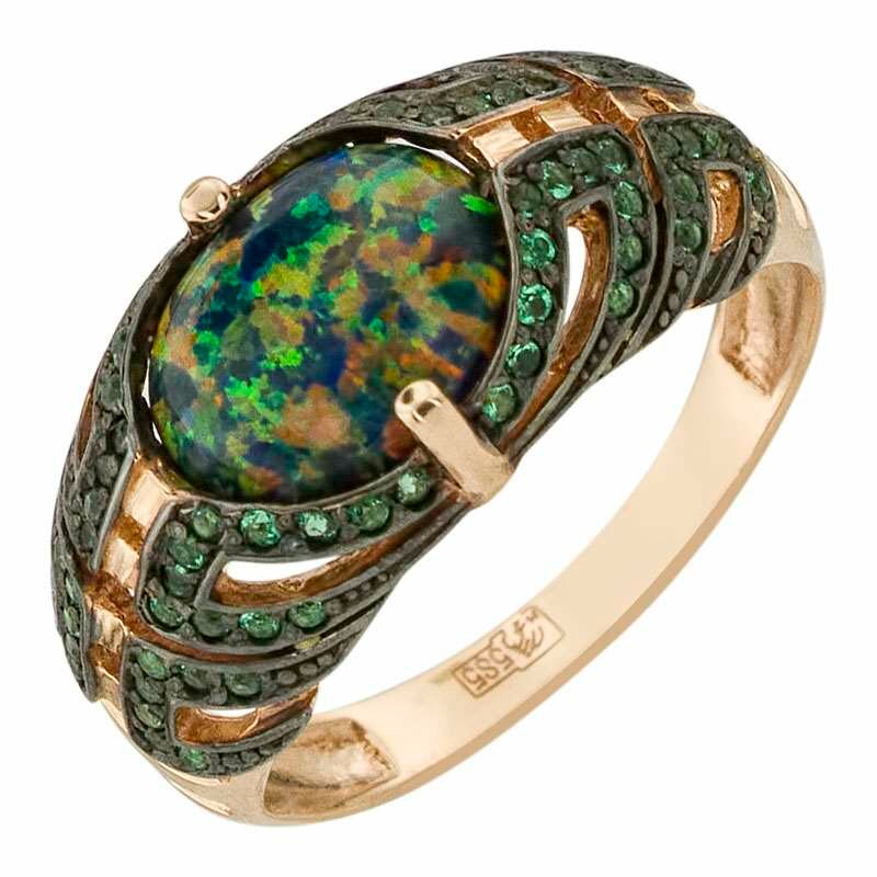 Кольцо, красное золото, 585 проба, опал