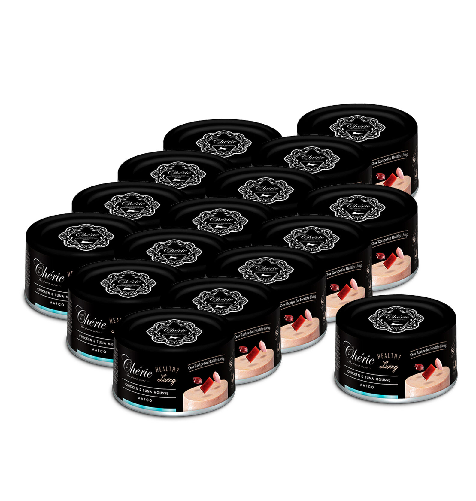 Pettric Cherie Healthy Living влажный корм для взрослых кошек мусс из курицы и тунца, в консервах - 80 г x 16 шт.