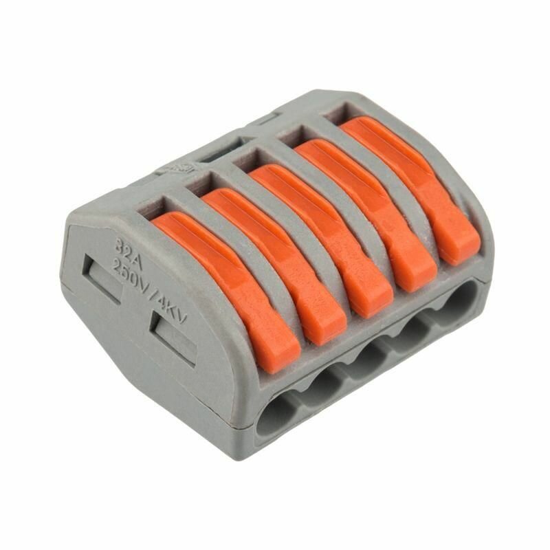 Клемма строительно-монтажная СМК 222-415 5-проводная 0.08-2.5/4кв. мм сер. (уп.40шт) Rexant 07-5255-4