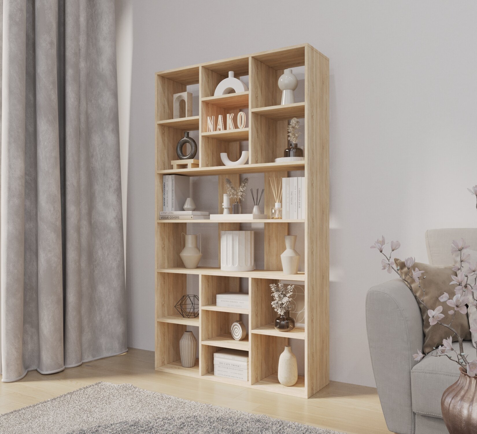 Стеллаж Перегородка для хранения в стиле Лофт модель Пинки Дуб Сонома