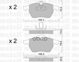 К-т дисков. тормоз. колодок OPEL Вектра В 2.0i-2.5i 95-, Сааб 900 96-, 9-5 97- П б/датч. Metelli арт. 2201180