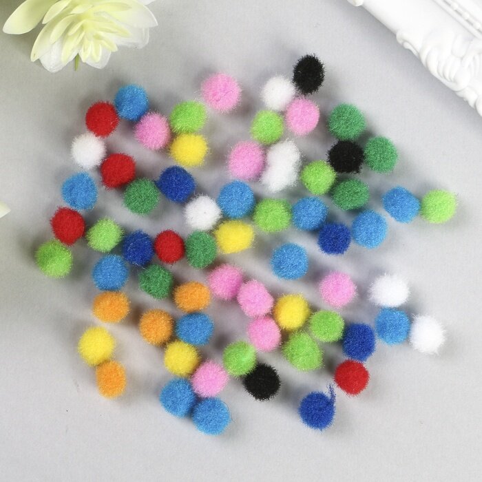 Помпоны для творчества Остров сокровищ 10 цветов, 8 мм, 60 шт (661422)