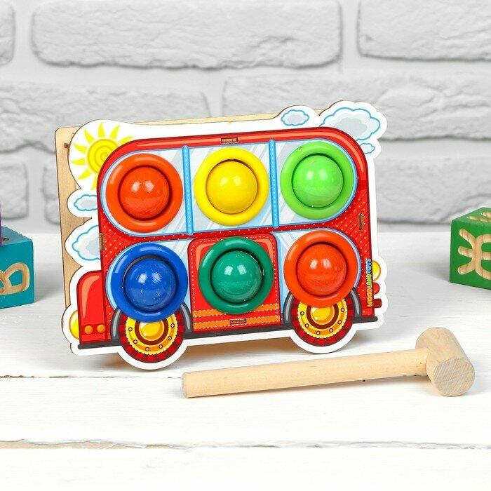 Стучалка WoodLand Toys цветная Автобус (115404)