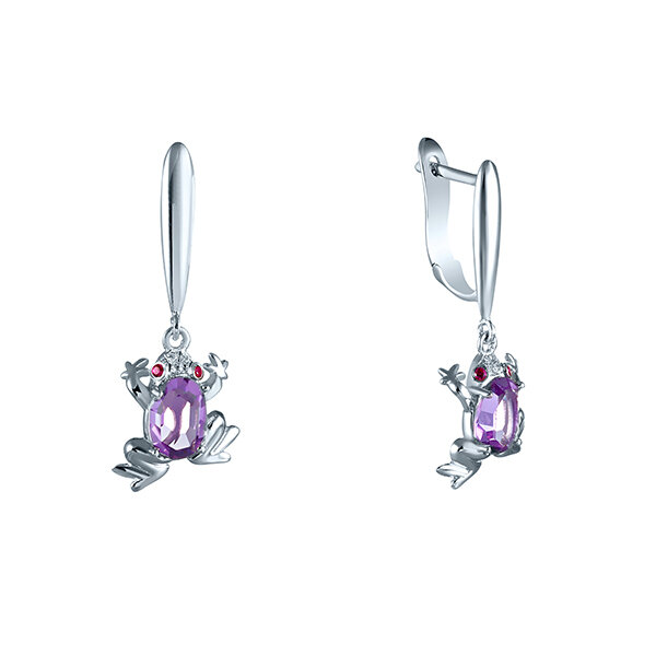 Серьги, серебро, 925 проба, аметист