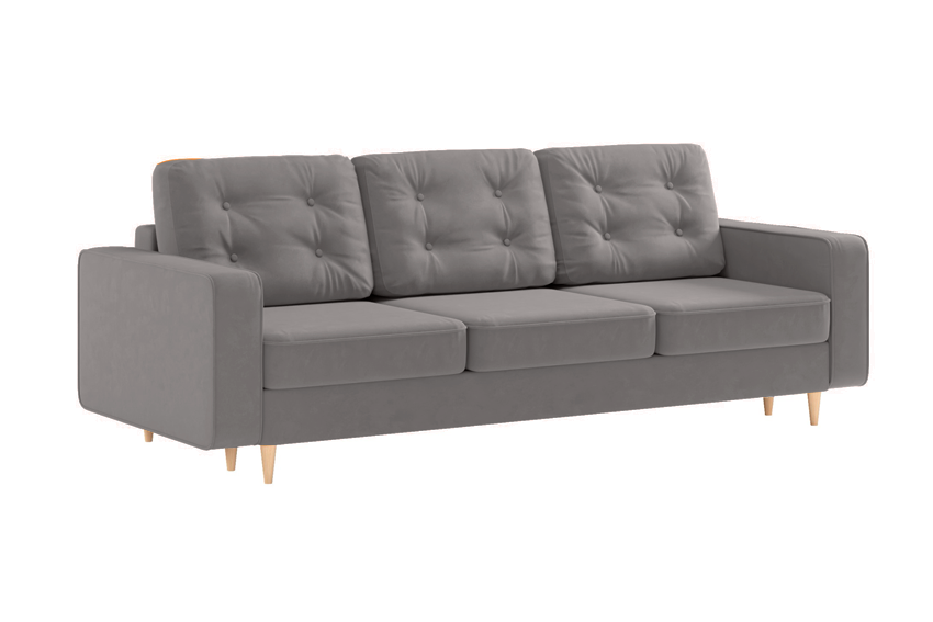 Диван-кровать, трехместный Хэппи, Легкомаркет, в цвете темно-серый (Велутто 32), блок независимых пружин