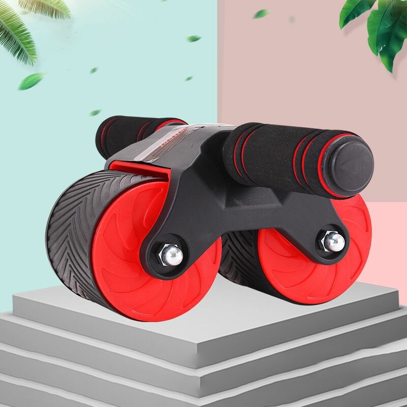 Тренажер для пресса / Ролик на колесах / Напольный пресс-тренажер, красный