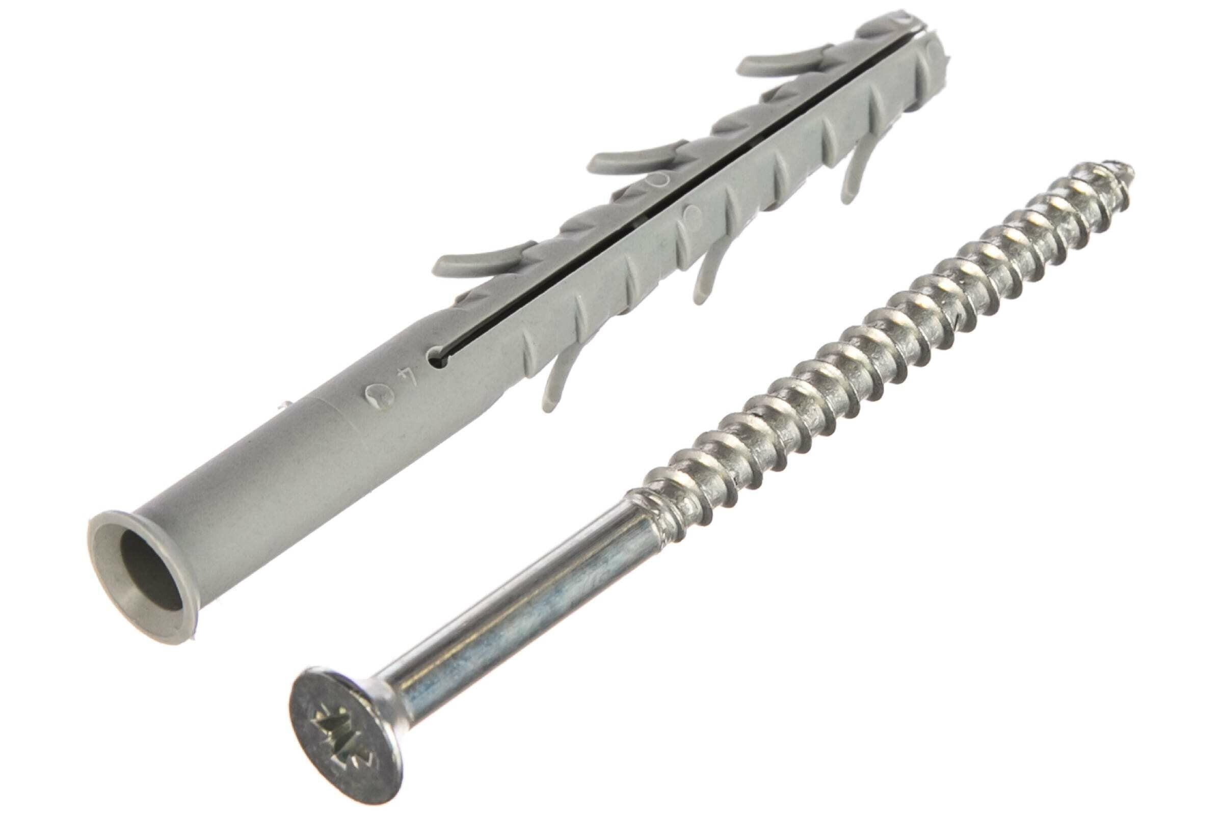 Дюбель рамный нейлоновый, в комплекте с оцинкованным шурупом, шлиц Pz, 10 x 100 мм, 50 шт, ЗУБР Профессионал