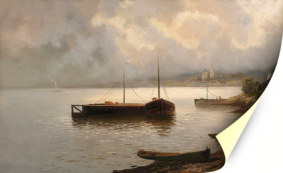 "Волга", Левитан Исаак Ильич, картина (репродукция) (49х30 см / без подрамника)