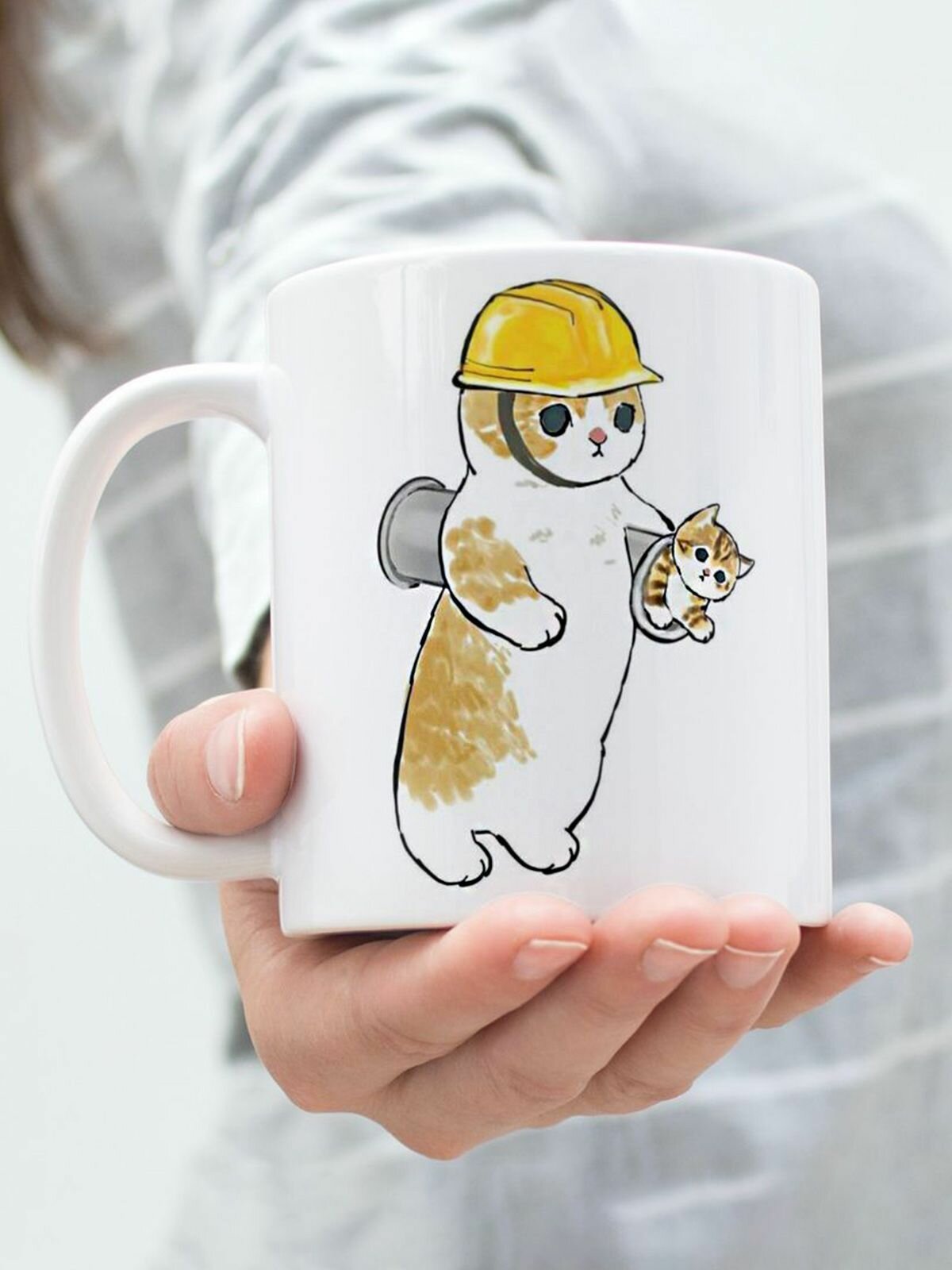 Кружка "Котик строитель 4"