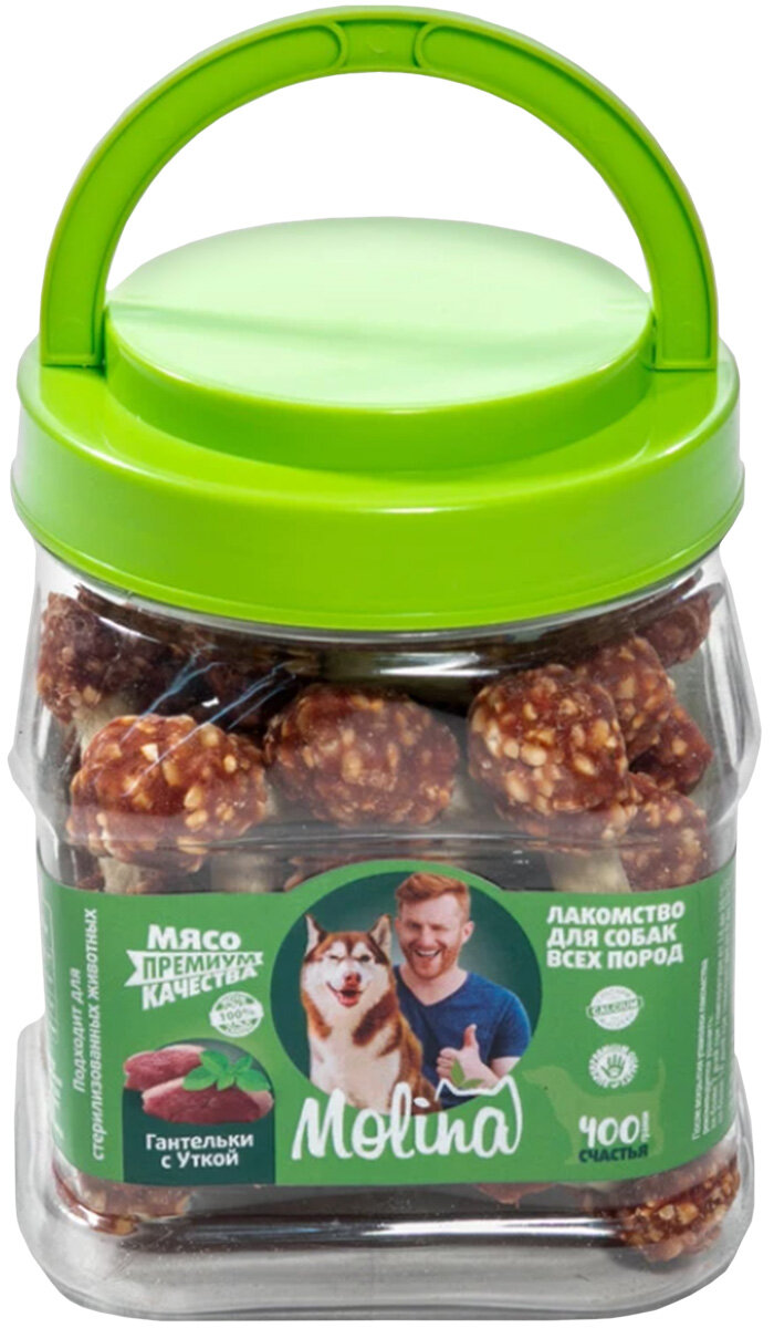 Лакомство MOLINA для собак всех пород гантельки с уткой 400 гр 1 шт