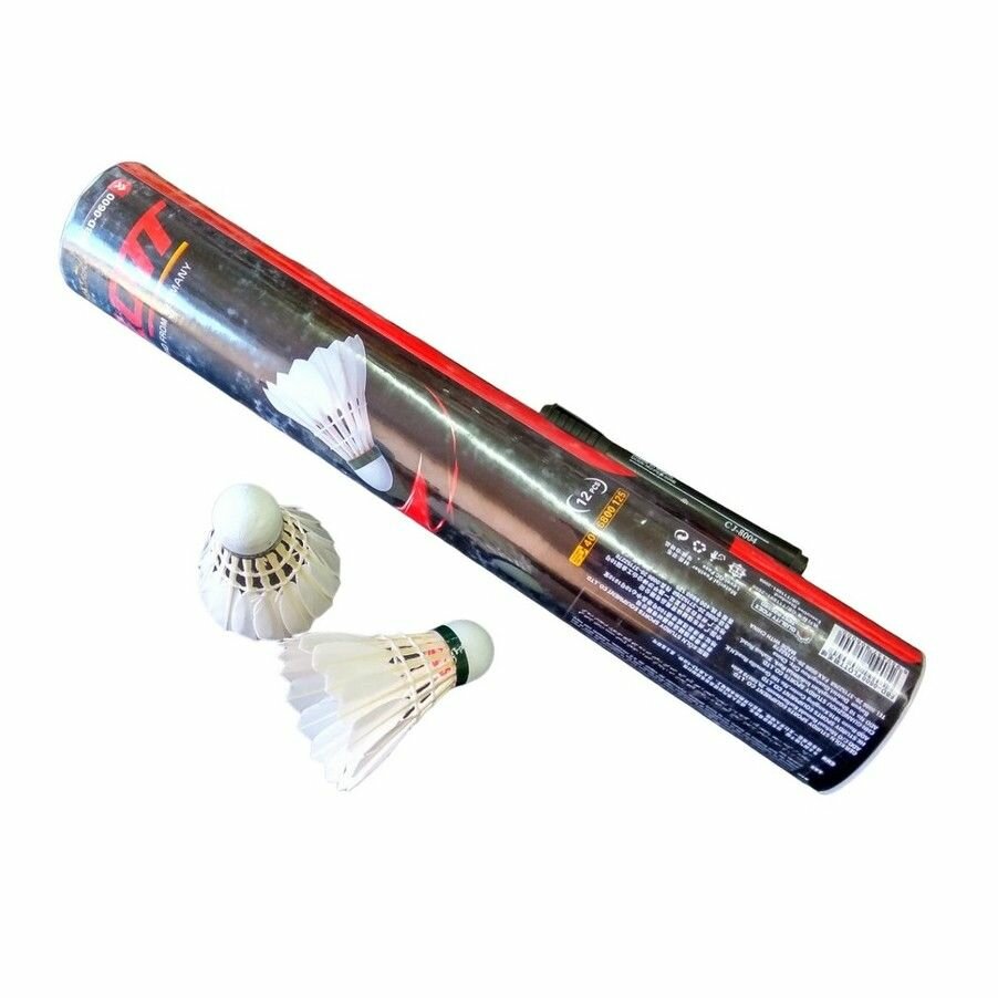 Набор воланов "FLOTT" FBD-0600, для бадминтона, 12 шт, в тубе, перо