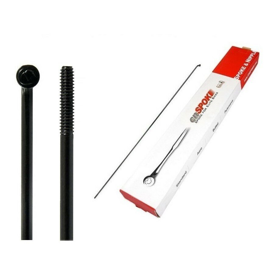 Спицы cnSPOKE 14G 2.0 x 256 мм, без ниппелей, окрашенная сталь, черный, 100 шт/упак