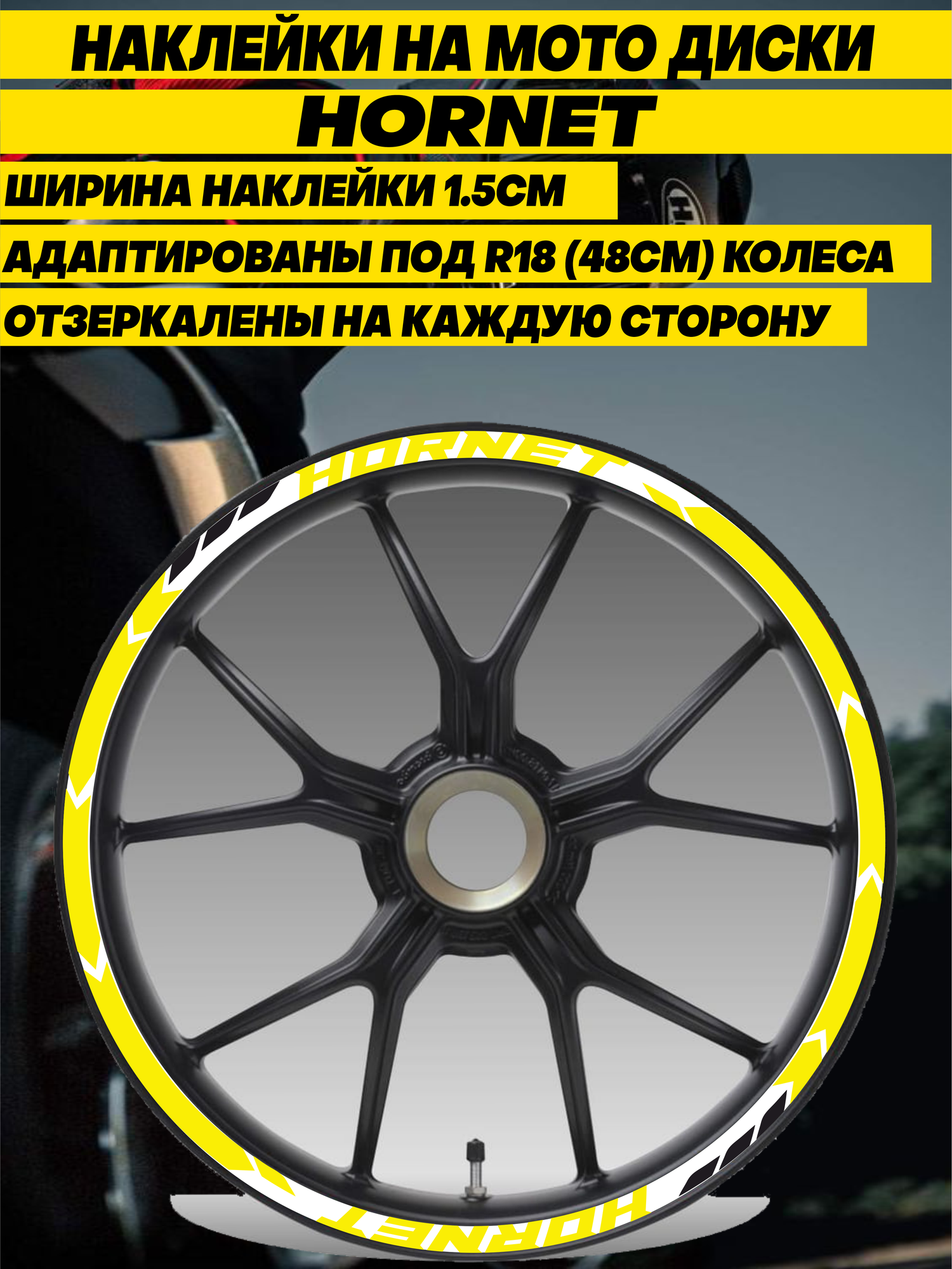 Наклейка на диски мотоцикла R18 (48 см) Хорнет Hornet