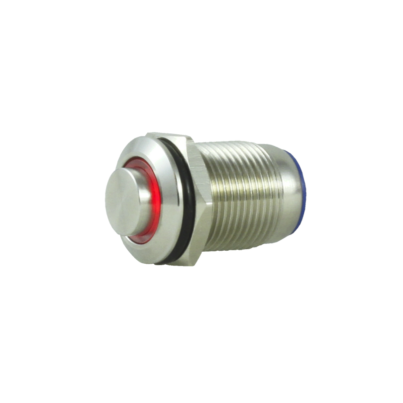 Kill Switch для электрогитары Tesi POCO LED, Momentary, хром/красный, 12 мм
