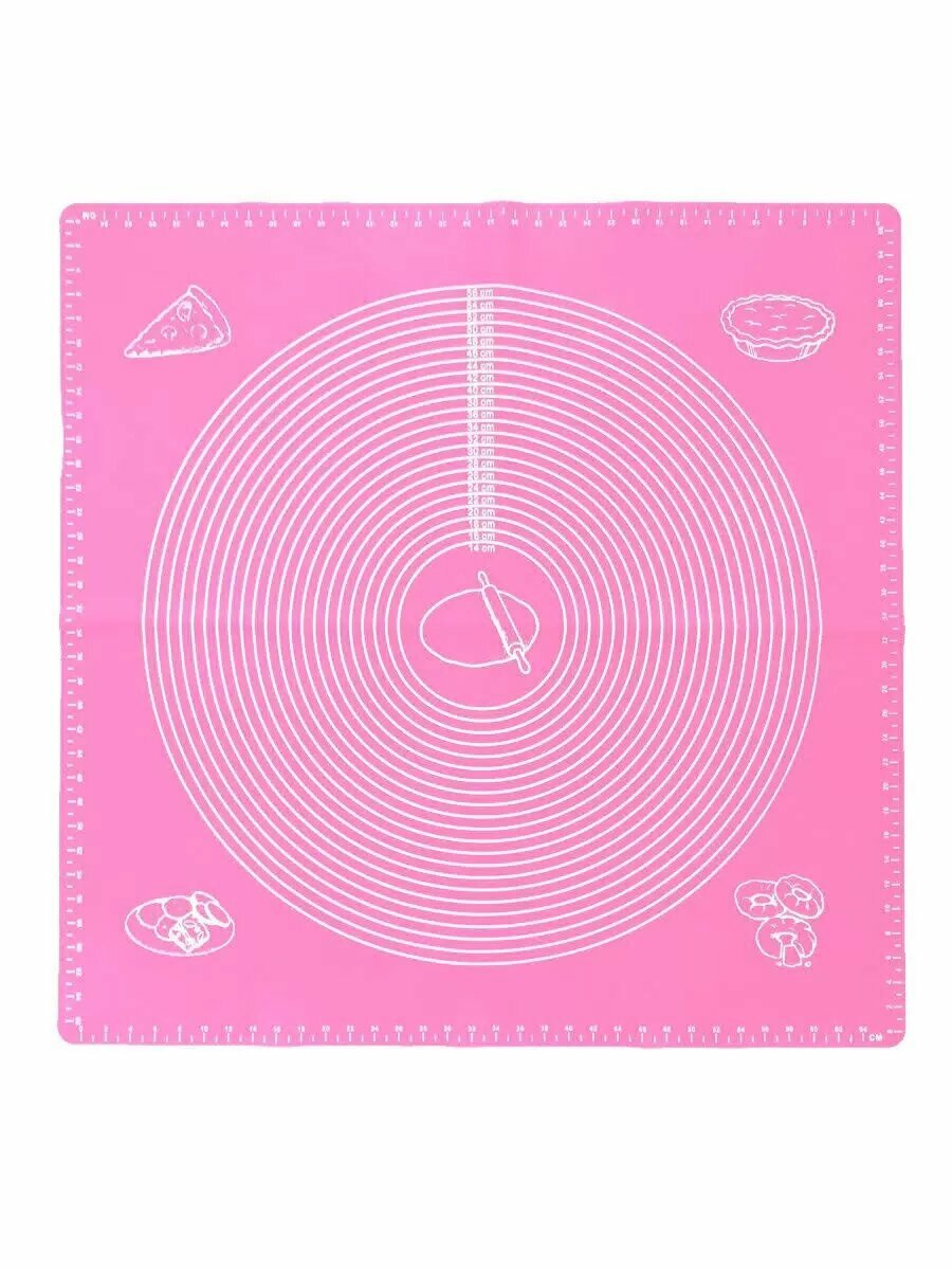 Силиконовый коврик для раскатывания теста, 30х40 см (Цвет: Розовый )